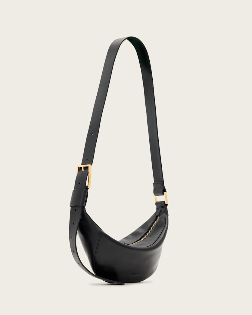 Luna Slouchy Leather Crossbody Bag Black | ALLSAINTS US